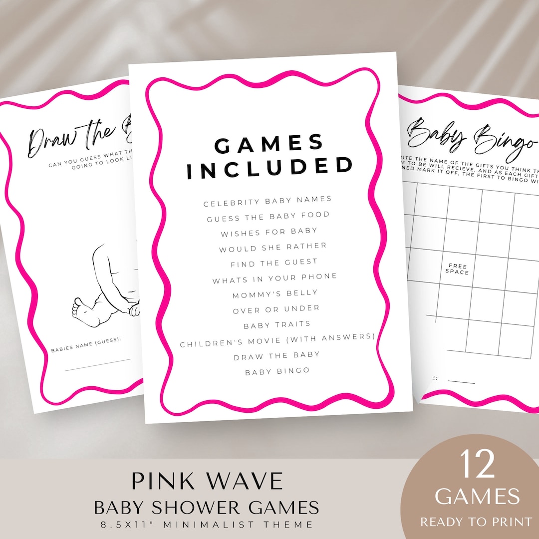 Wavy Printable Games, Most Fun Baby Shower Games, Bundle, Editable ...