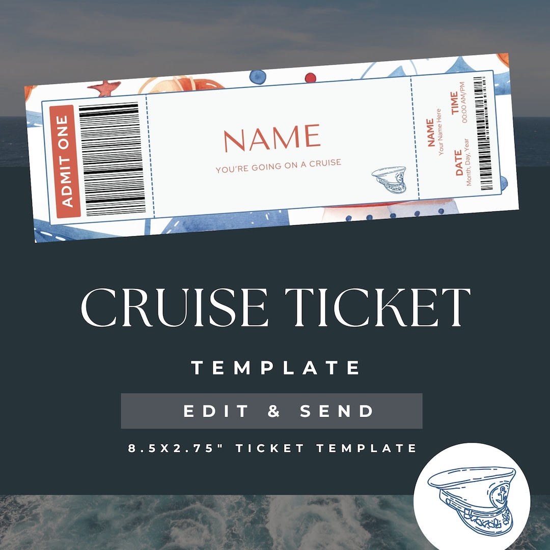 Cruise Ticket for Kids, Printable Cruise Vacation Surprise Ticket ...