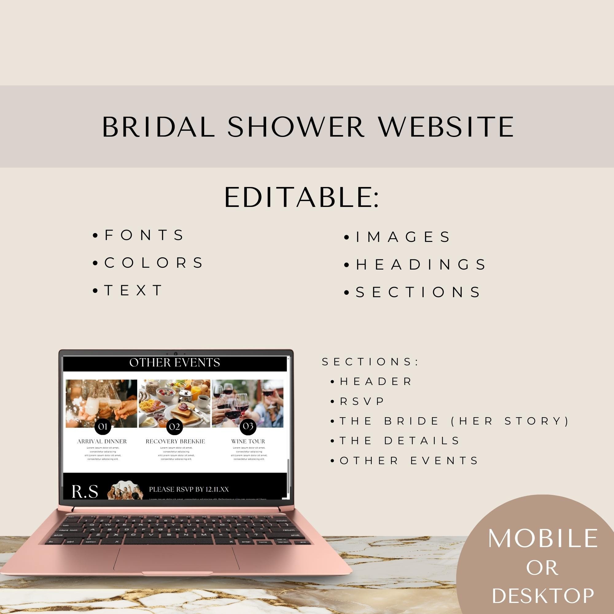 Bridal Shower Website, TEMPLATE, Modern Minimalist Wedding, Canva ...