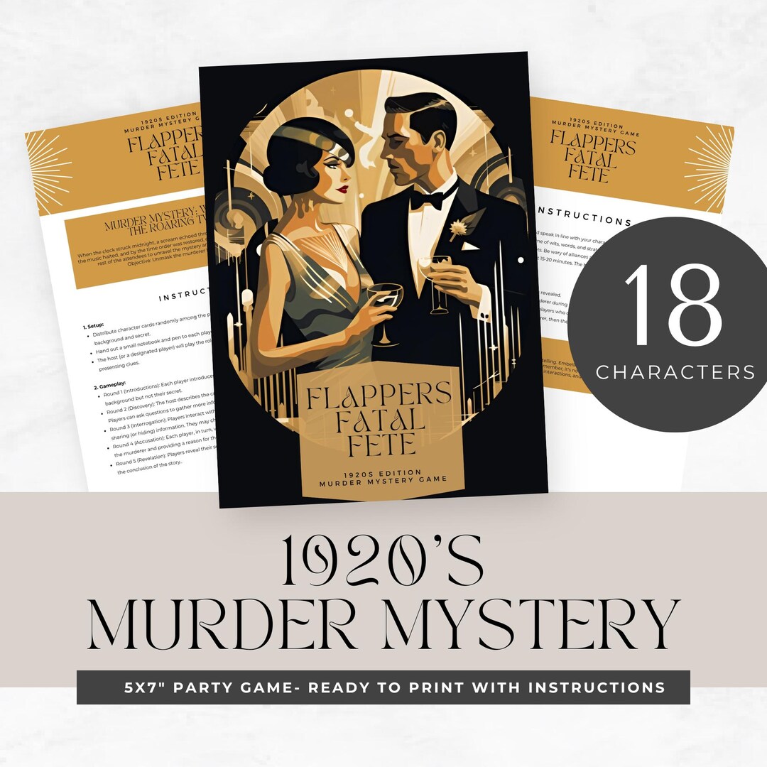 Printable Murder Mystery Game, 1920s Theme, Party, Role Play, Detective ...