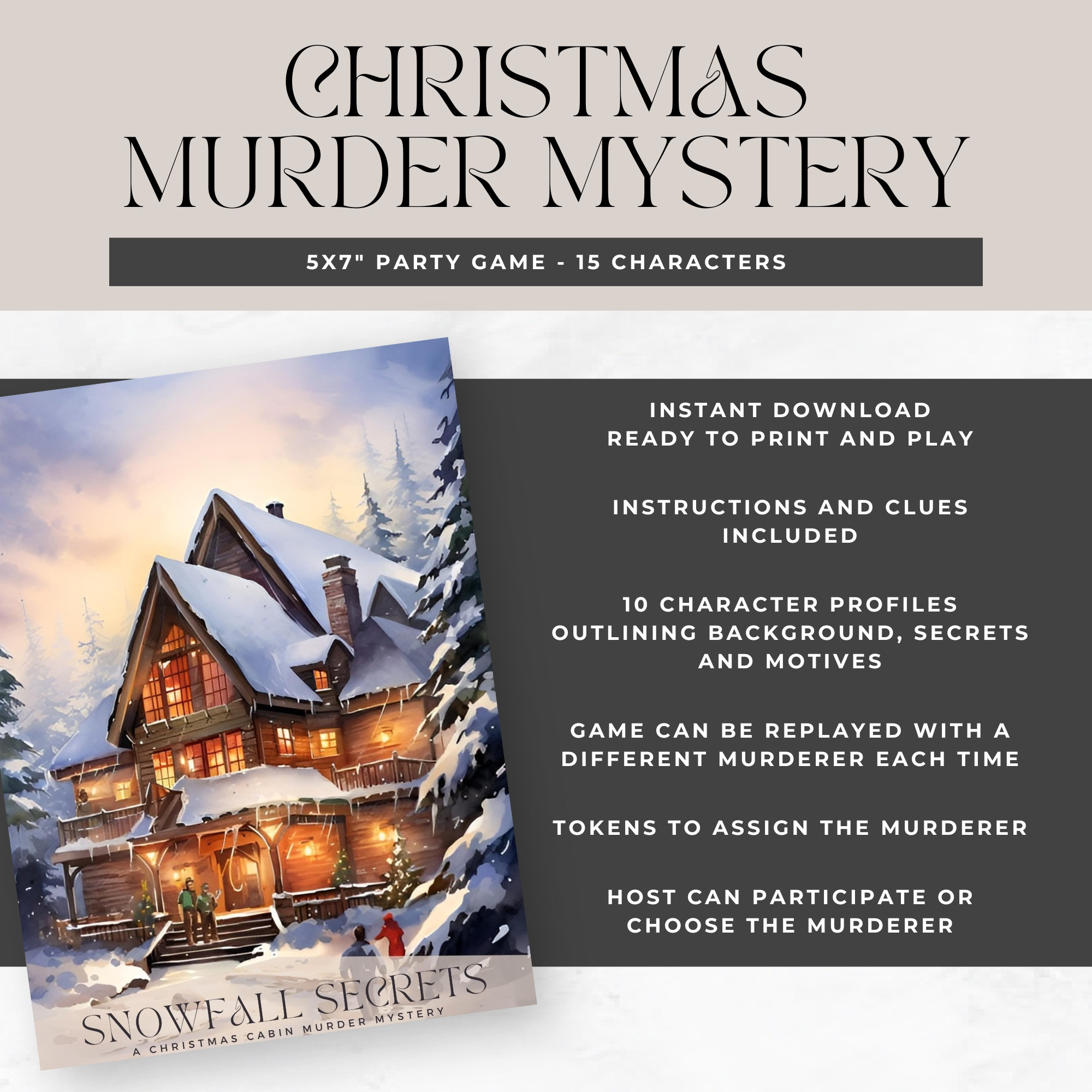 Murder Mystery Christmas Party, Printable Games, Role Play, Detective ...