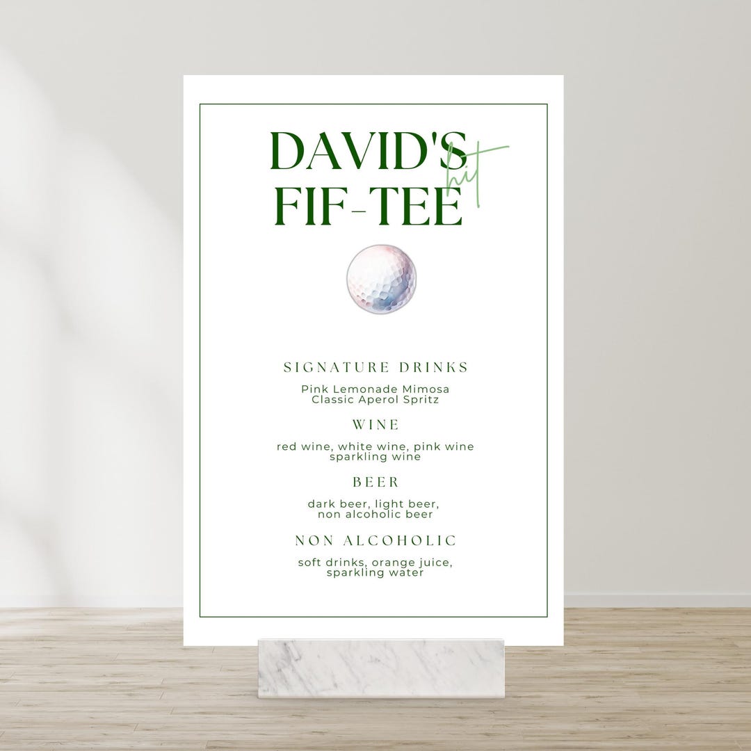 Men's 50th Birthday, Golf Theme, Drinks Menu, INSTANT DOWNLOAD, Canva ...