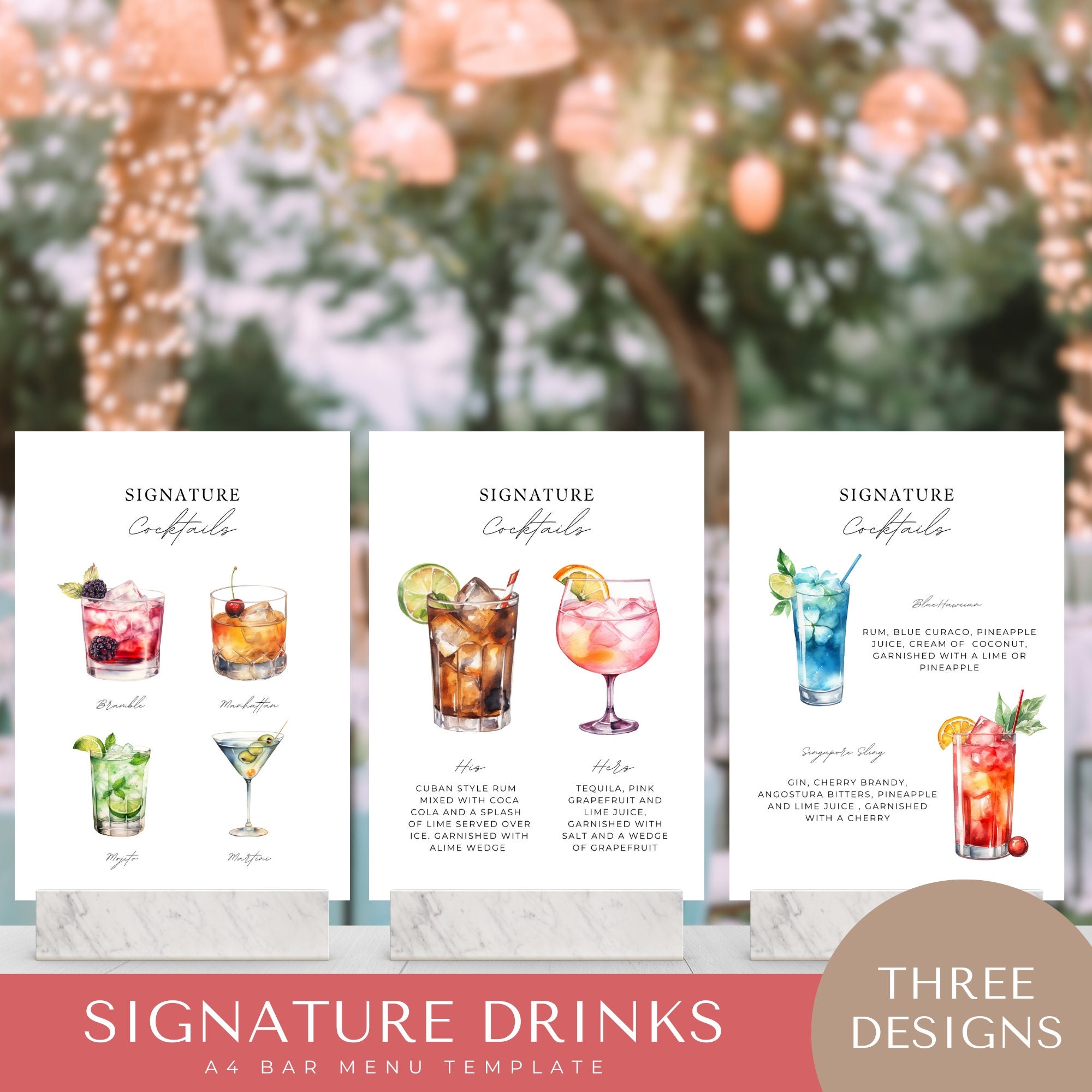 Signature Drink Menu Simple, Bar Menu Christmas, Modern Editable ...
