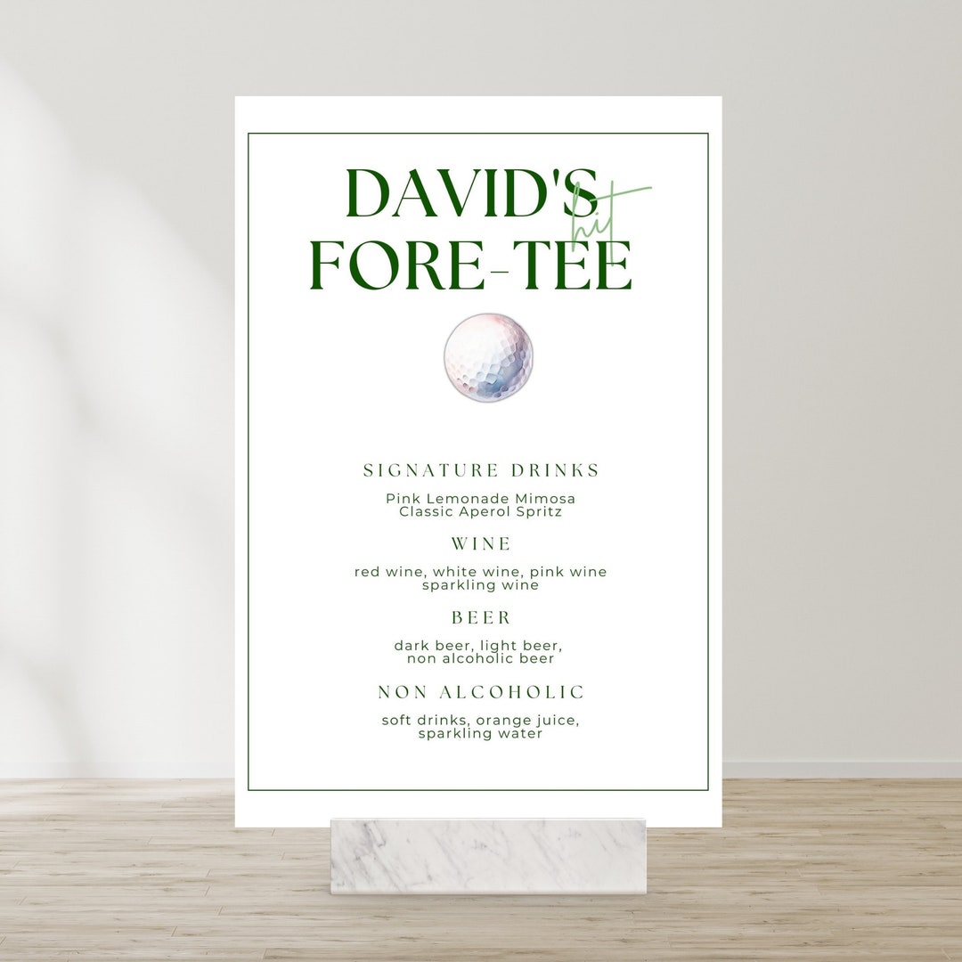 Men's 40th Birthday, Golf Theme, Drinks Menu, INSTANT DOWNLOAD, Canva ...
