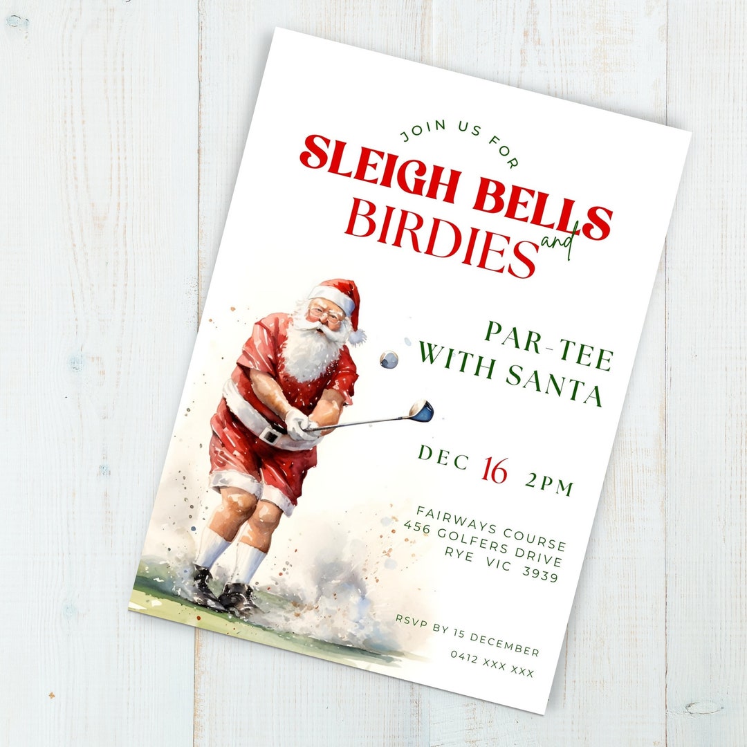 Christmas Golf Party Invite, Invitation INSTANT DOWNLOAD, Canva, Golf ...