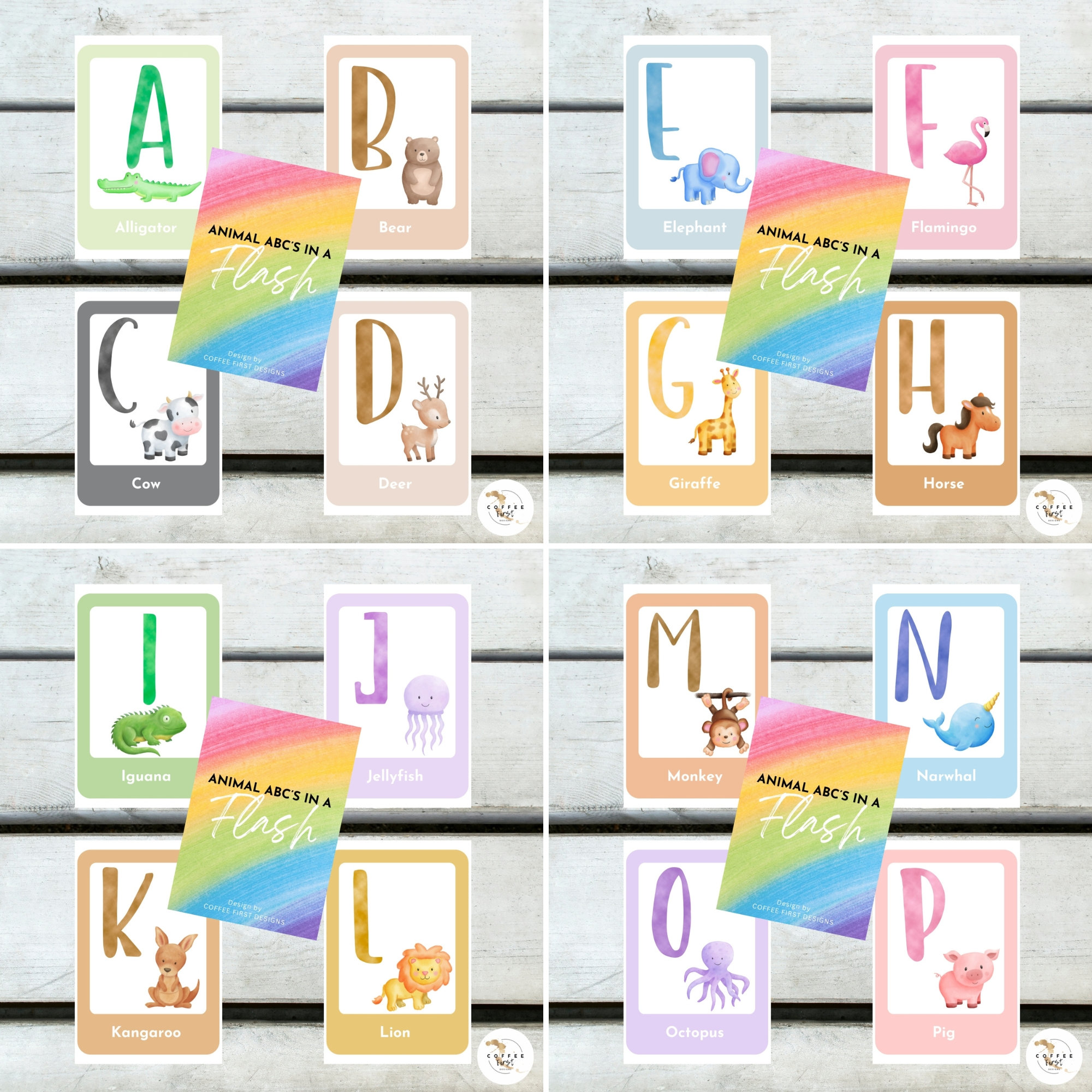ANIMAL ABC FLASH Cards Digital Download, Digital Template, Instant ...