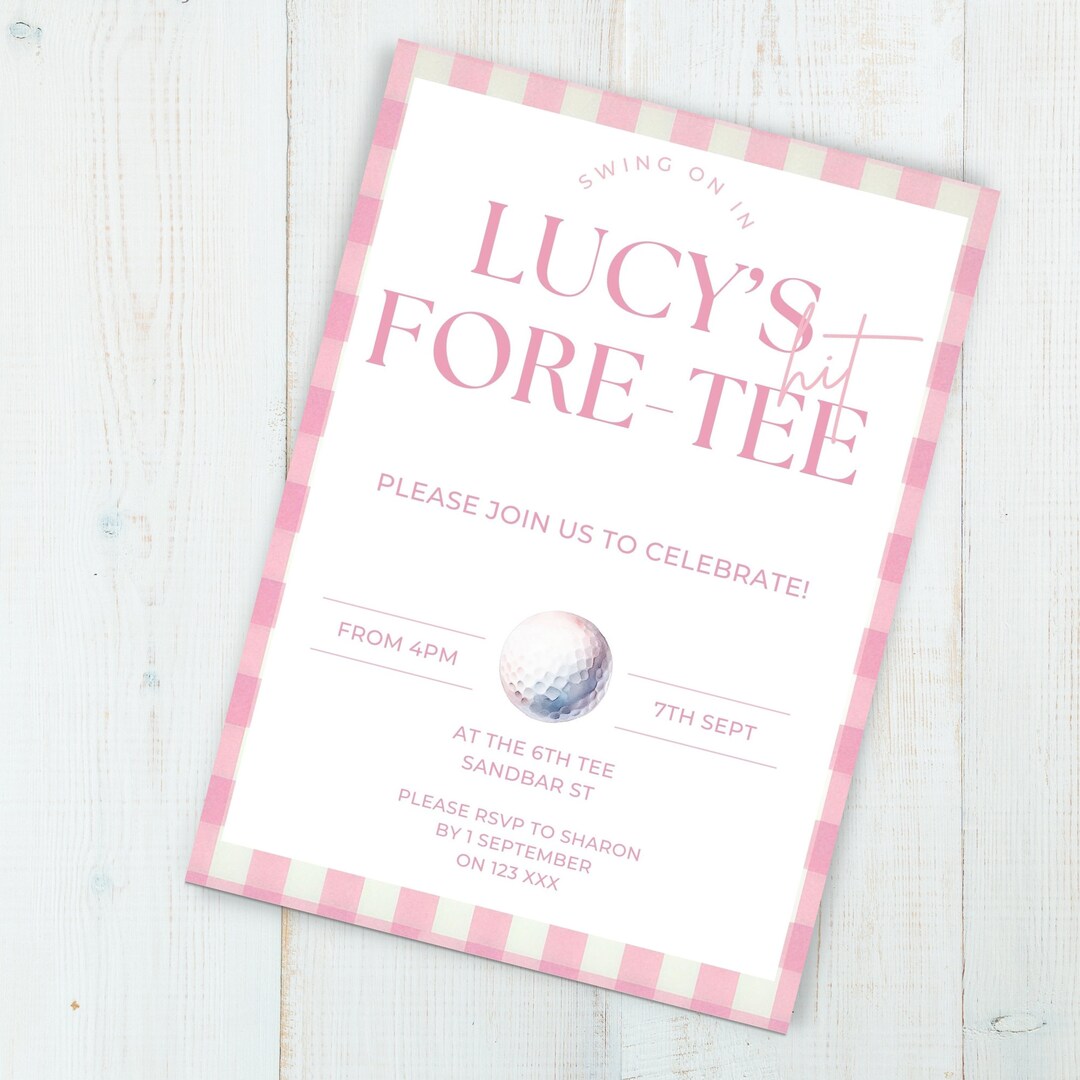 Ladies Birthday Golf Invite, Invitation INSTANT DOWNLOAD, Canva, Golf ...