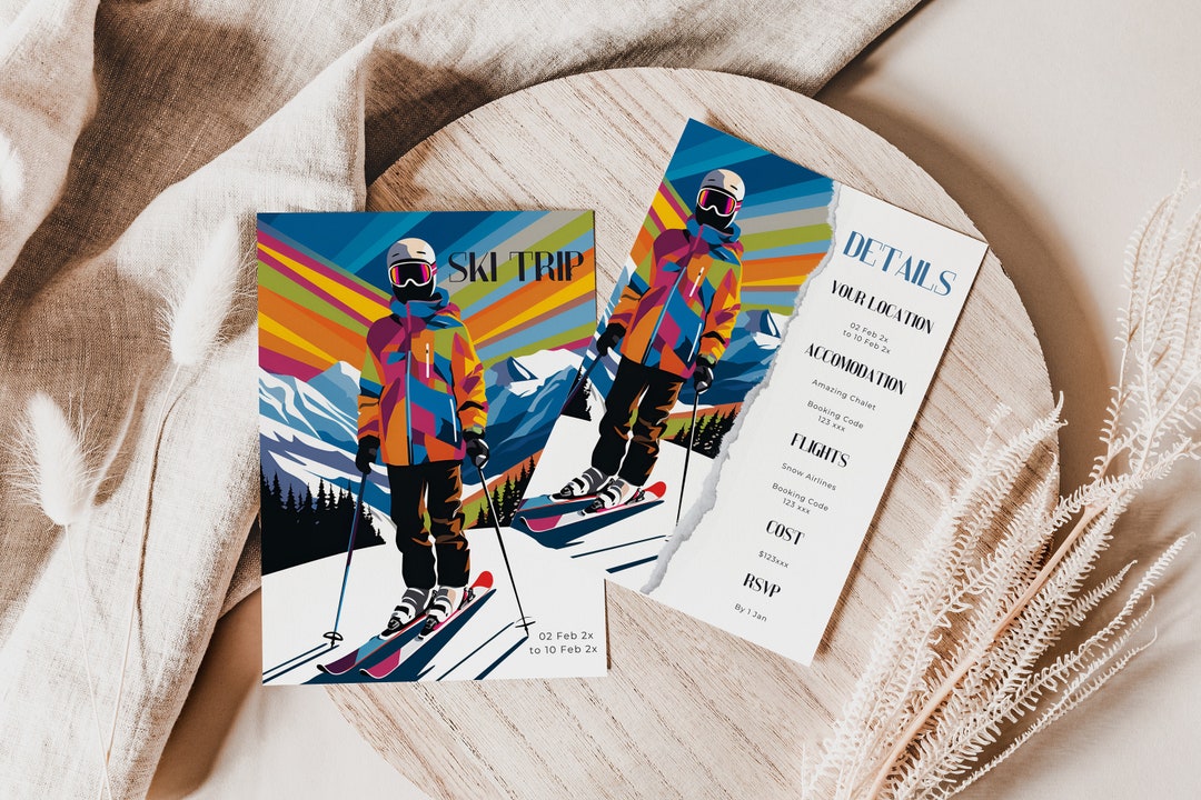 Ski Trip Invitation, Cabin Skiing Getaway, Party Invite, Birthday ...