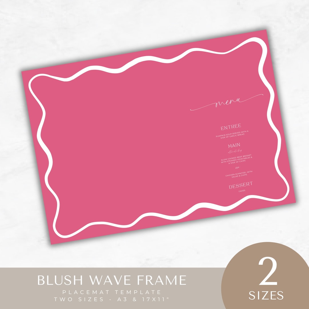 Paper Placemats Template, Wave, Wedding, Bridal, Birthday Party, Table ...