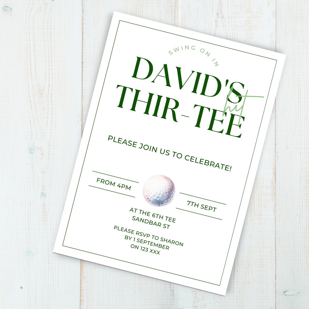 Mens 30th Birthday Golf Invite, INSTANT DOWNLOAD, Invitation, Canva ...
