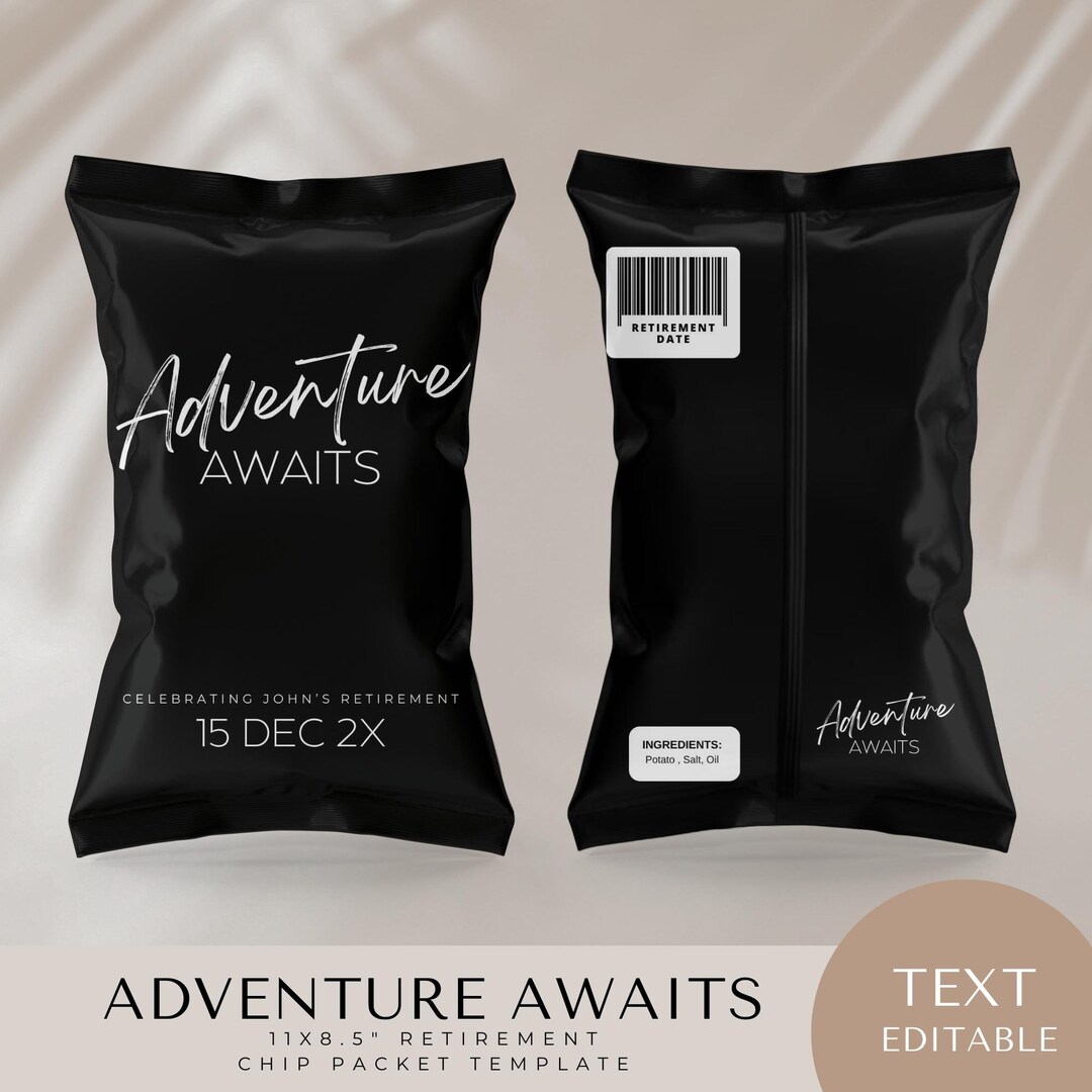 Editable Retirement Chip Packet, Party Favors, INSTANT DOWNLOAD, Canva ...