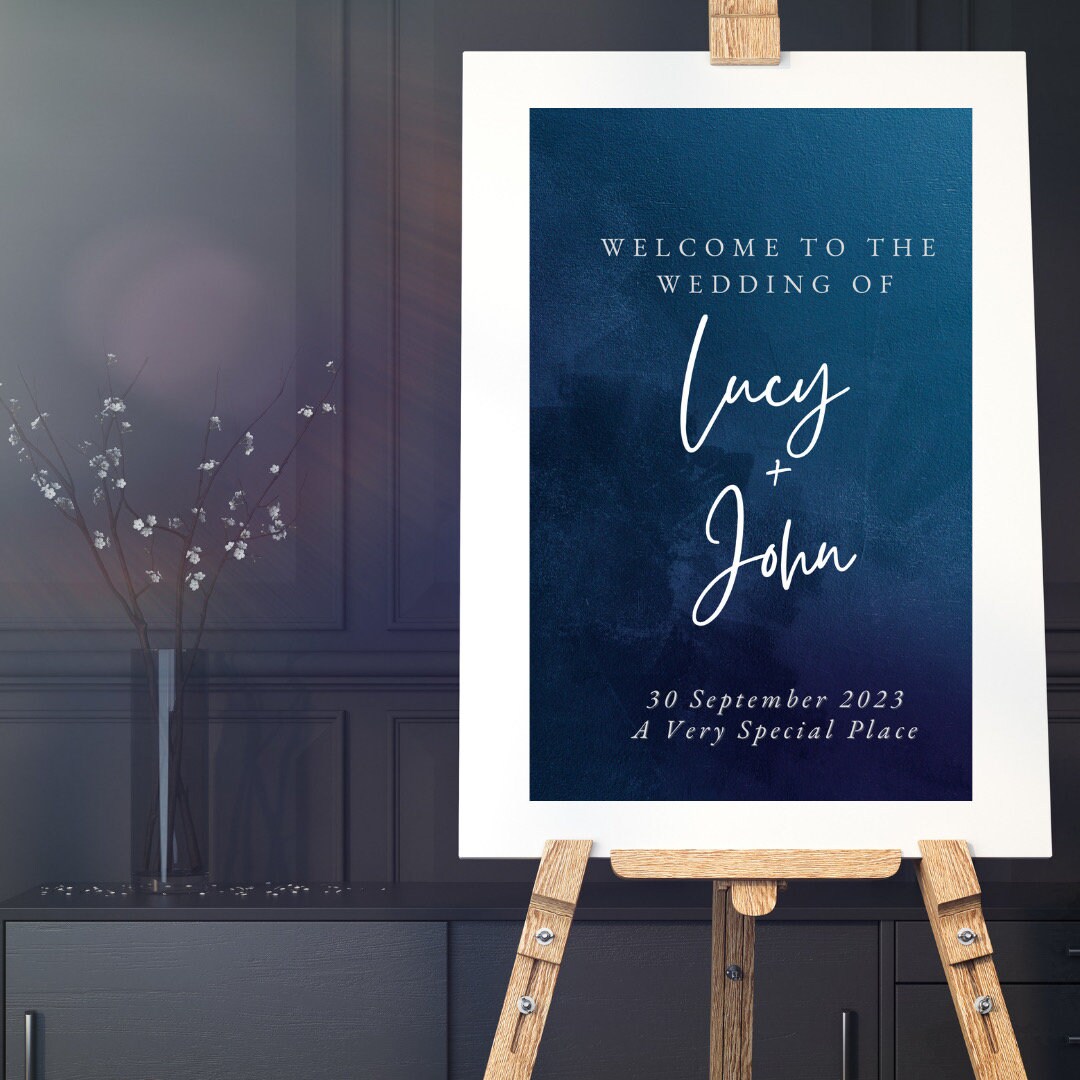 NAVY WELCOME SIGN, Navy and White Wedding Welcome Sign, Wedding ...