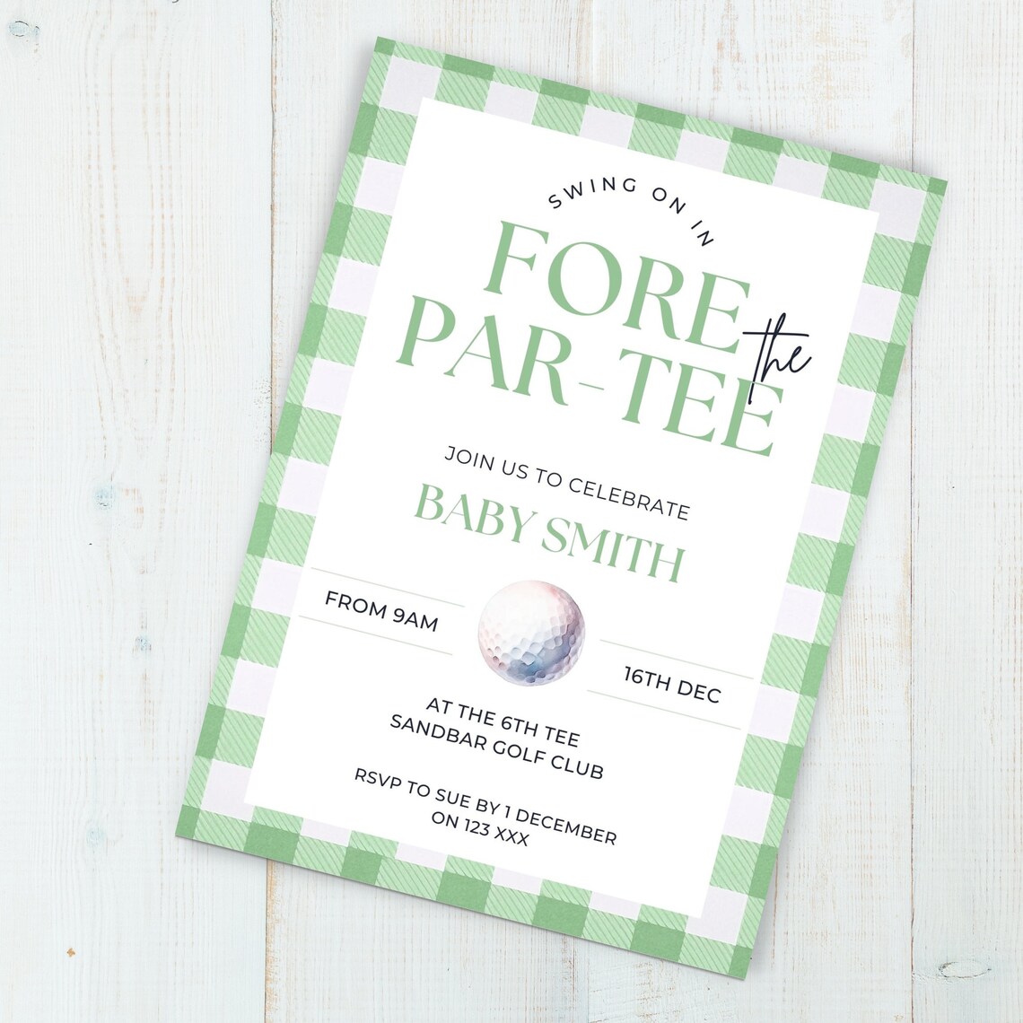 Golf Shower Invites, Golfing Party Invitation, Tee Time, Baby, Couples ...