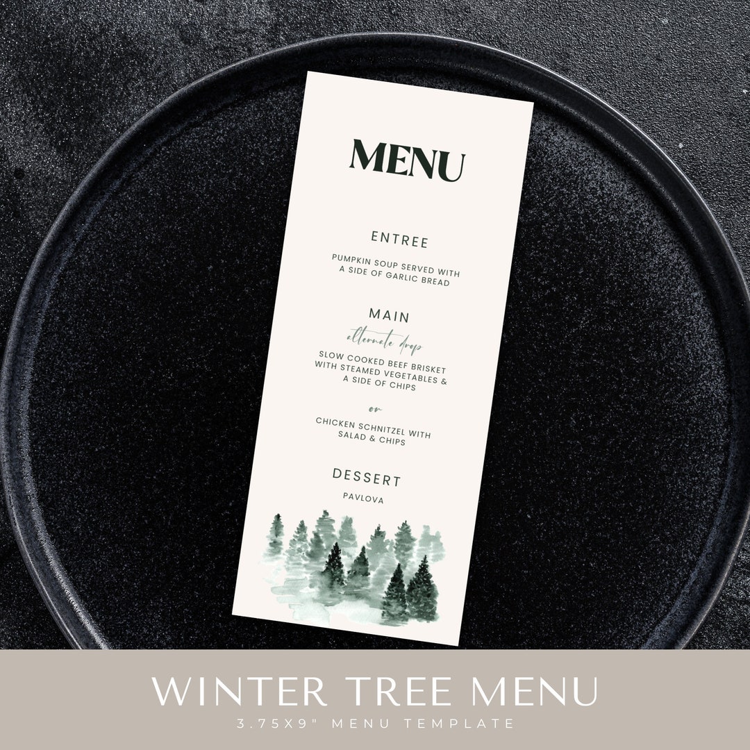 Christmas Morning Menu, Printable Holiday DINNER, Festive Season, Xmas ...