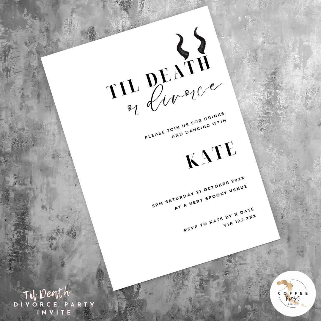 TIL DEALTH Divorce Party Invitation, Digital Download, Costume Party ...