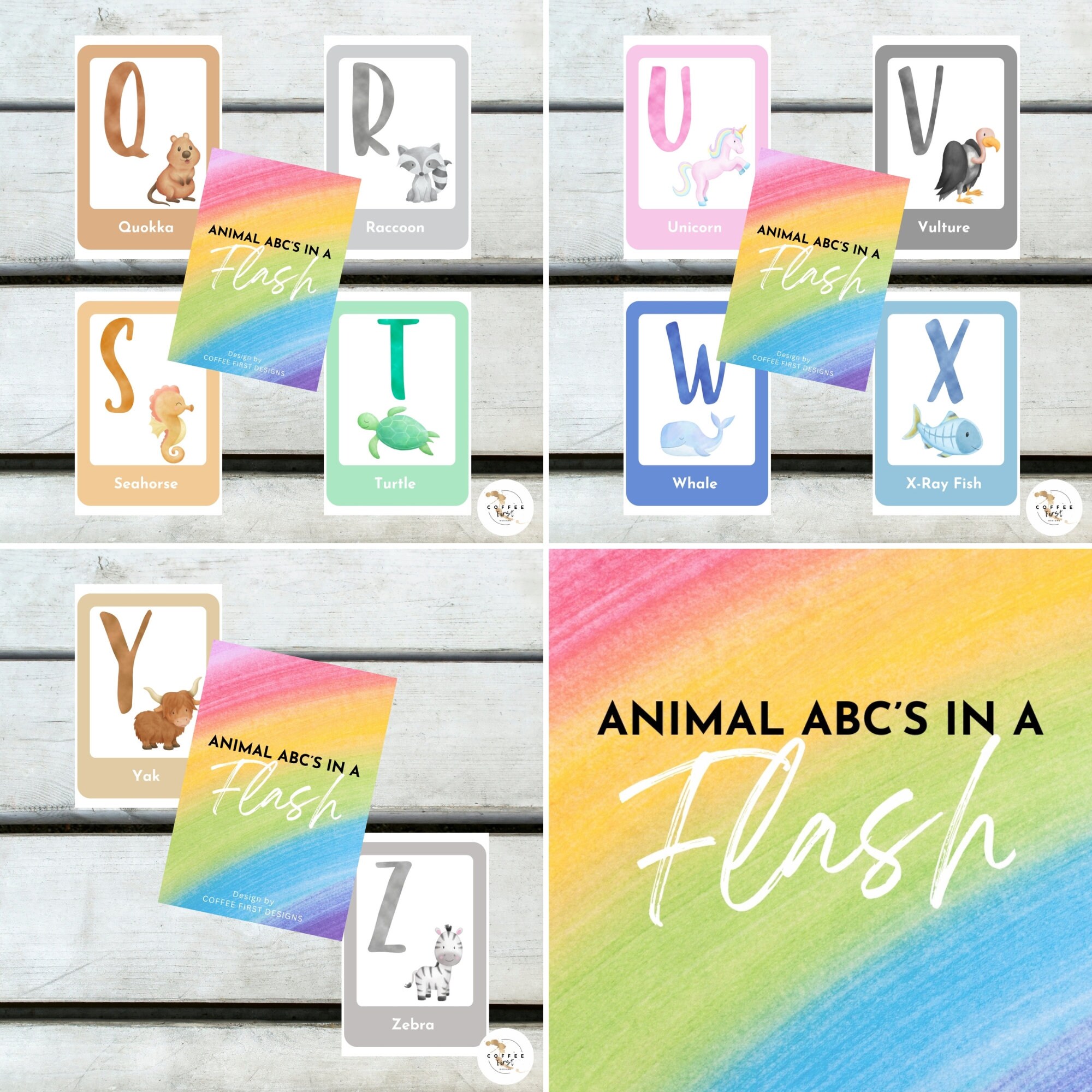 ANIMAL ABC FLASH Cards Digital Download, Digital Template, Instant ...