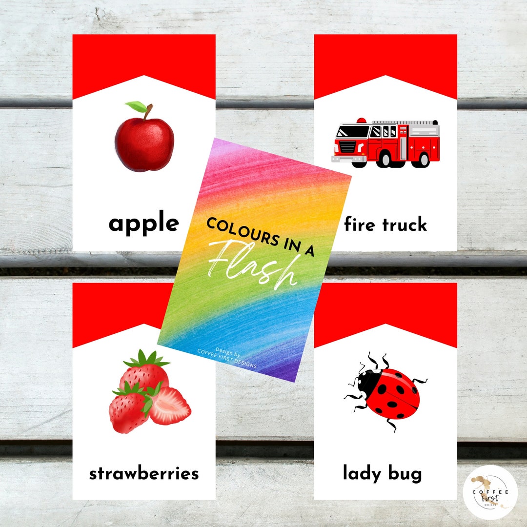 COLOUR FLASH CARDS, Digital Download, Digital Template, Instant ...