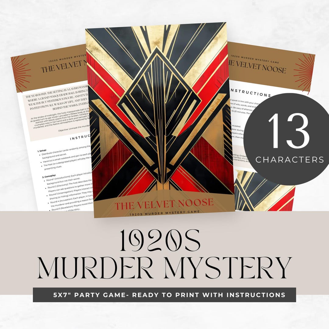 Printable Murder Mystery Game, 1920s Theme, Party, Role Play, Detective ...