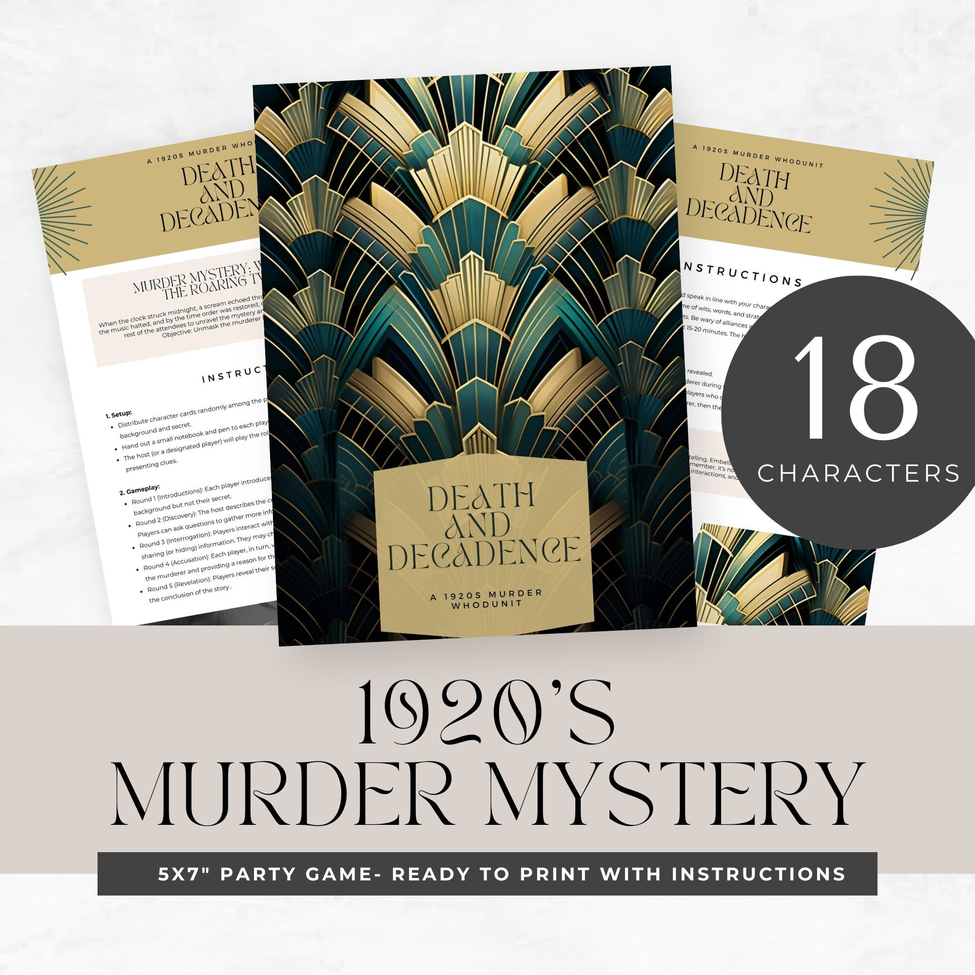 Printable Murder Mystery Game, 1920s Theme, Party, Role Play, Detective ...