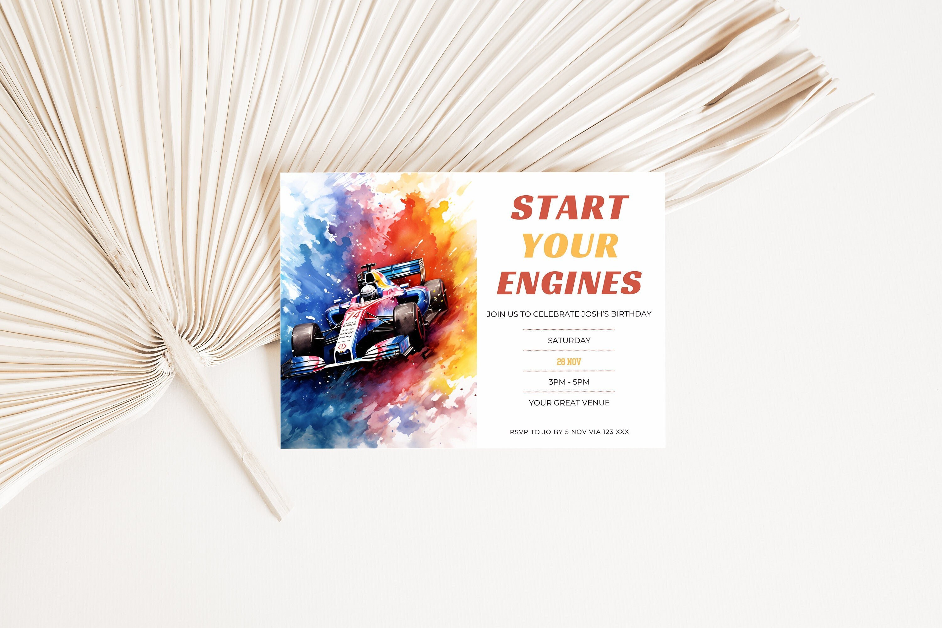 Race Car Birthday Invitation, Sport Invite, Kids Party, Any Age ...