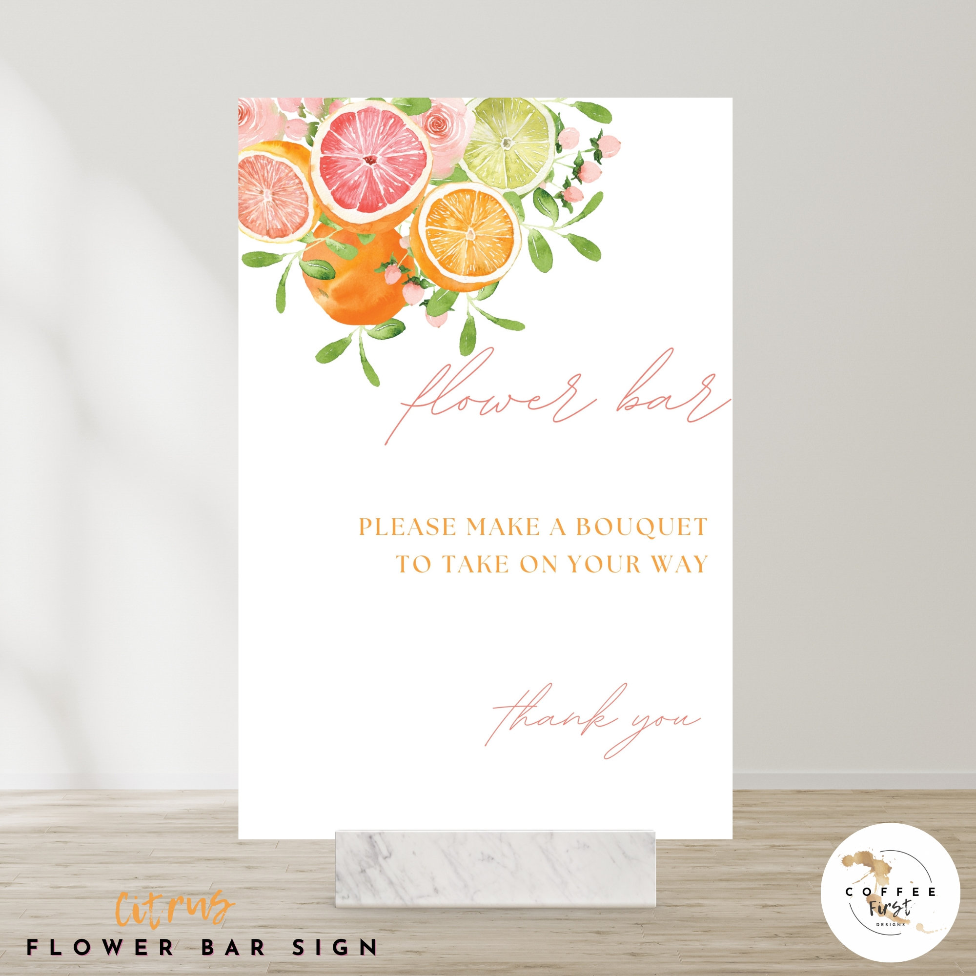 Flower Bar Sign, Bouquet Bar, CITRUS, Bloom, Bright Floral Wedding ...