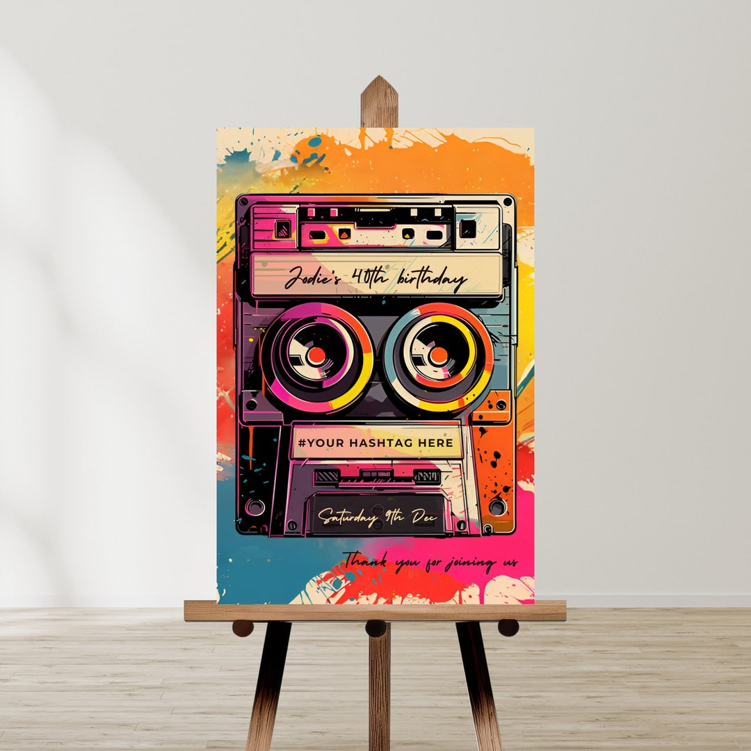 80s Theme Welcome Sign, Poster, Retro, Groovy Colour, Music Theme ...