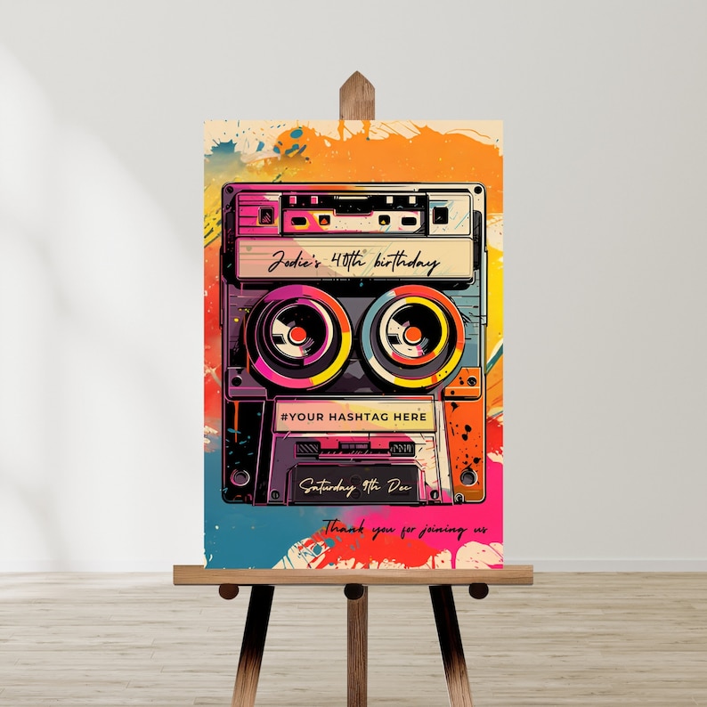 80s Theme Welcome Sign, Poster, Retro, Groovy Colour, Music Theme ...