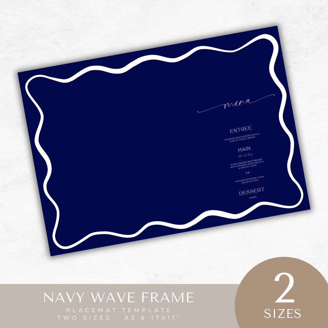 Paper Placemats Template, Wave, Wedding, Bridal, Birthday Party, Table ...