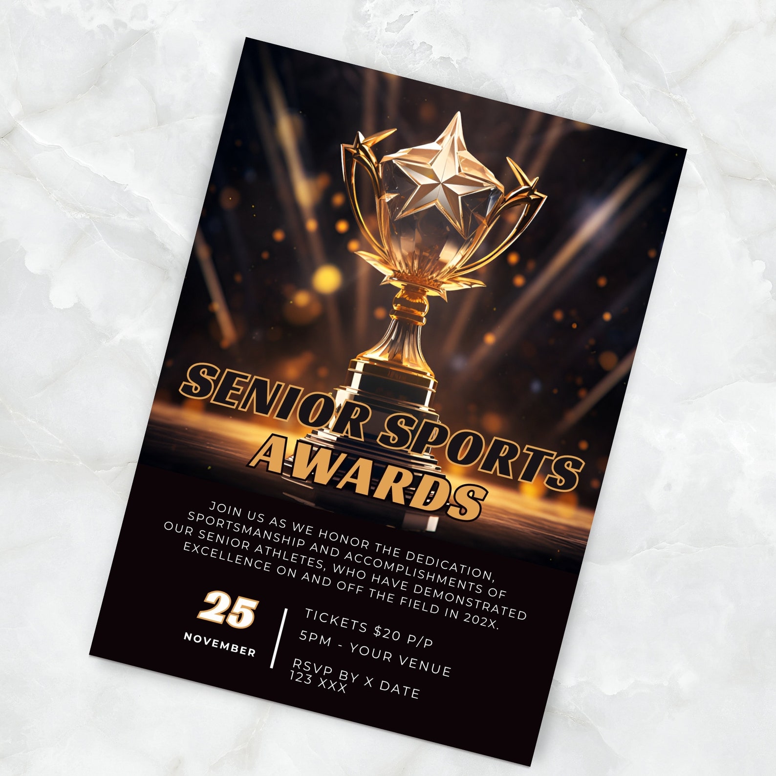 Senior Night Invitations Sports, Sports Party, Awards, Football, Gold ...