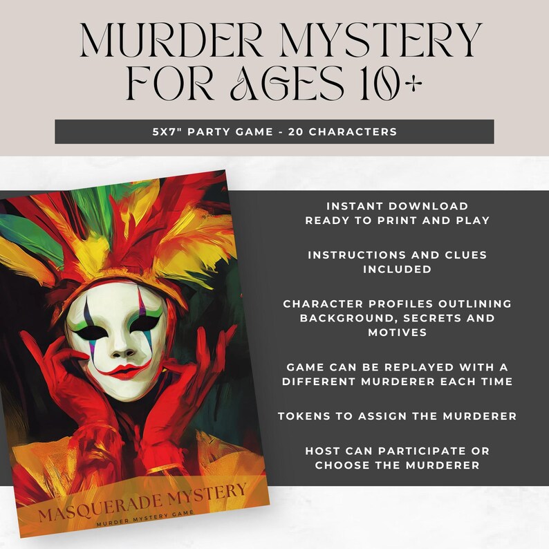 Murder Mystery Party for Teens, Printable Game, Carnival Theme, Role ...