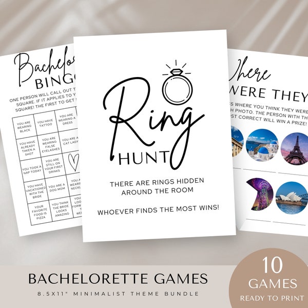 Wave Frame Bachelorette Game Bundle, Bridal Shower, Wavy Border ...