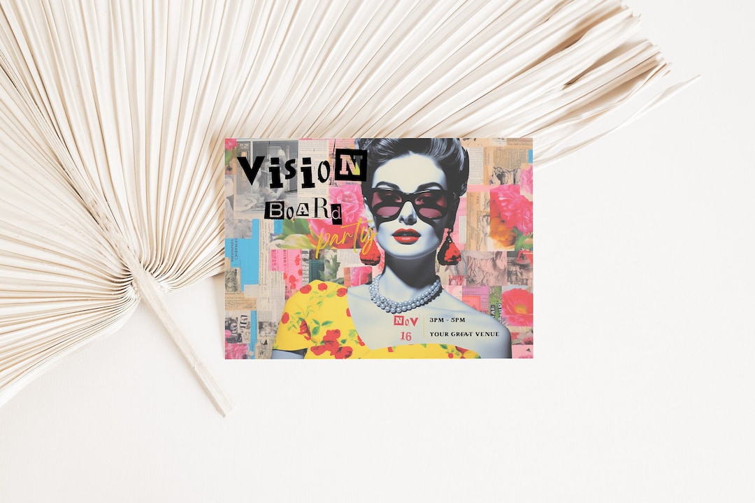Vision Board Party Invite, Girls, Group, Poster, Invitation, Mood Board ...