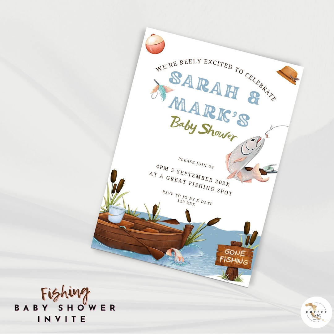 Fishing Baby Shower Invitation | Baby Shower Welcome Sign | Boy Baby ...