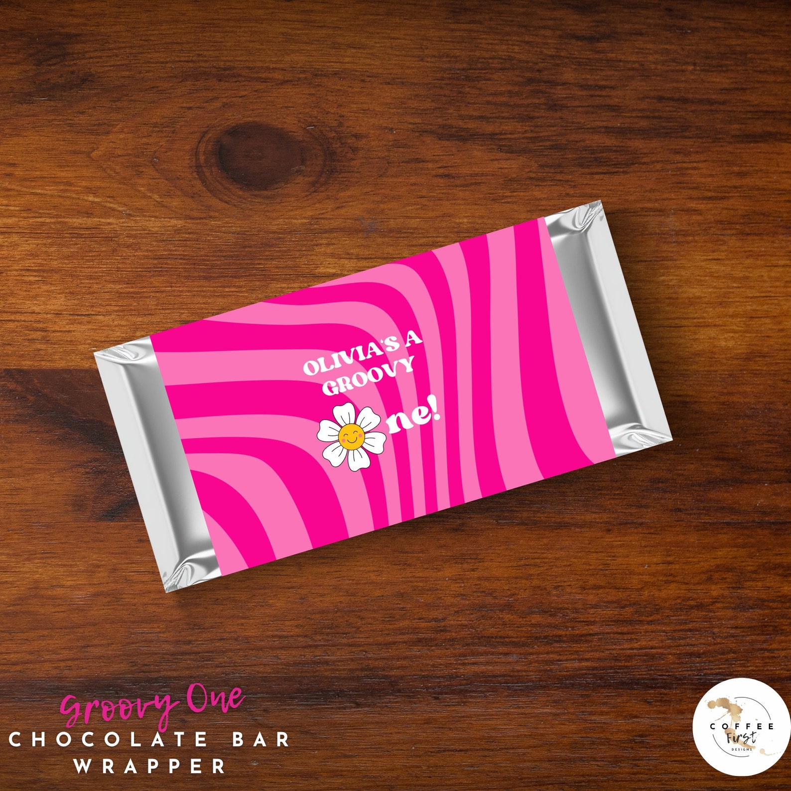 GROOVY ONE Water Bottle Label, Party, Printable Invitation, Digital ...