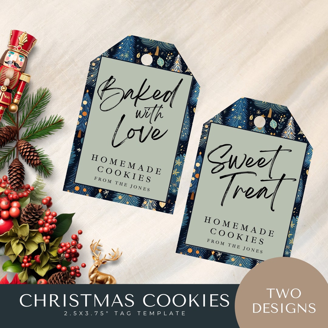 Cookie Tags Printable Christmas, Printable Editable Canva Template ...