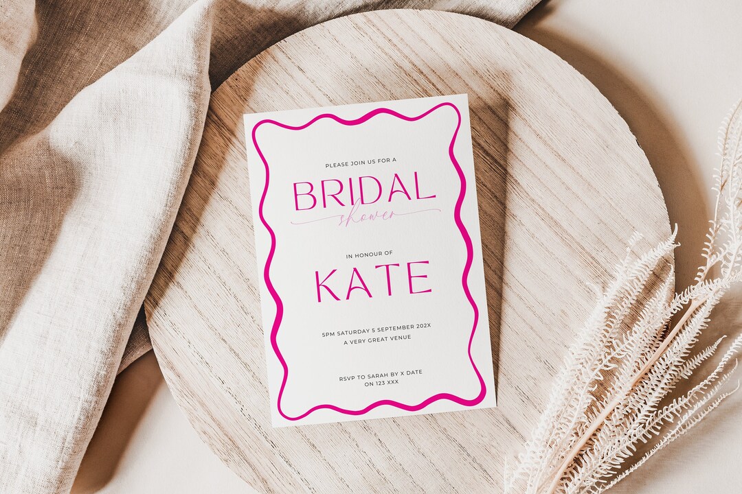 Wave Invitation Template, Wavy Edge, Bachelorette, Bridal Shower ...