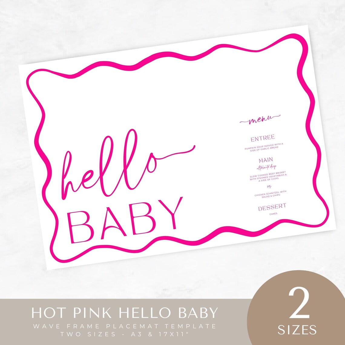 Paper Placemats Template, Wave, Wedding, Baby Shower Birthday Party ...