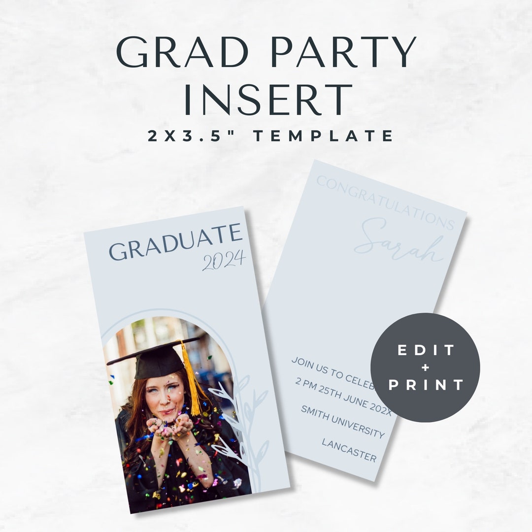 Grad Party Invite Insert, Graduation, Invitation, Personalized ...
