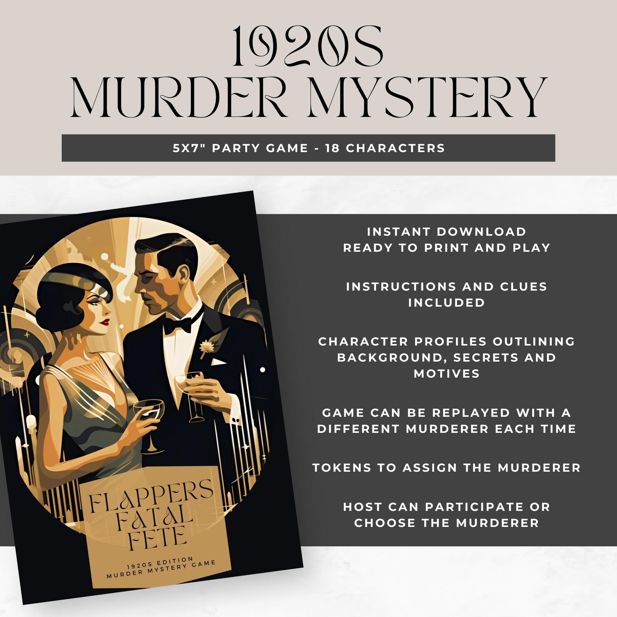 Printable Murder Mystery Game, 1920s Theme, Party, Role Play, Detective ...