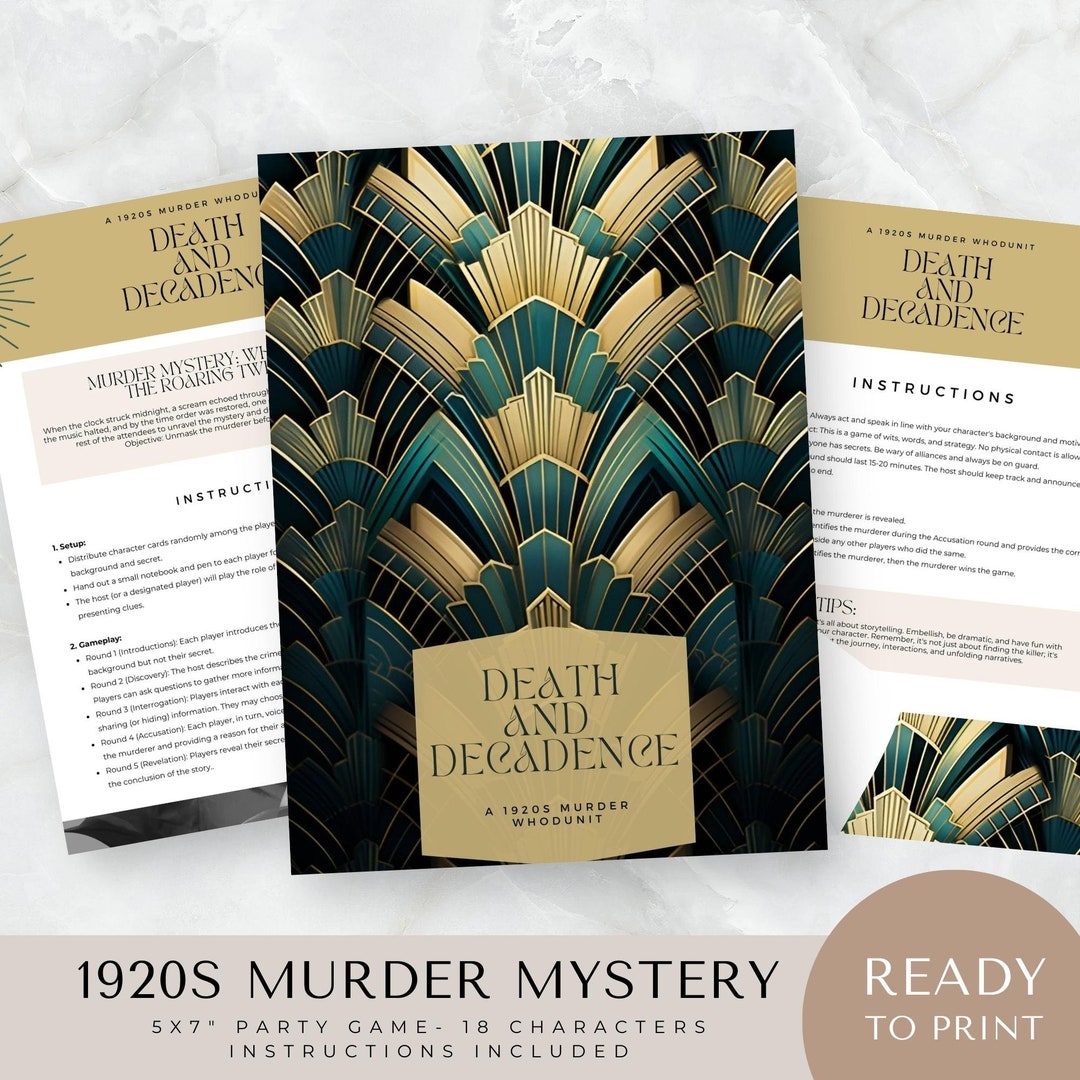Printable Murder Mystery Game 1920s Theme Party Role Play - Etsy