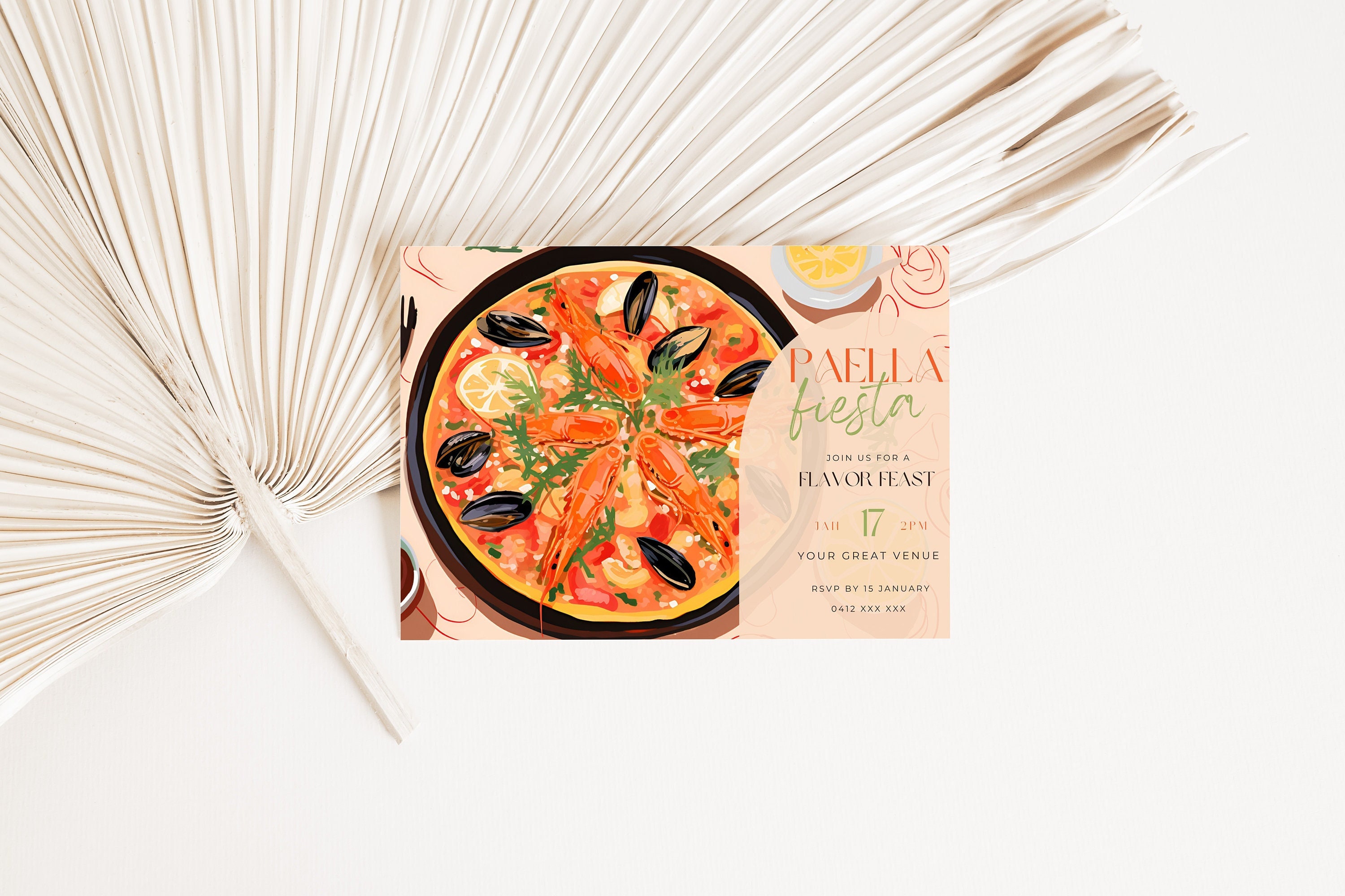 Paella Party Invite, Birthday Invitation, Fiesta, Spain, Cute, Any Age ...