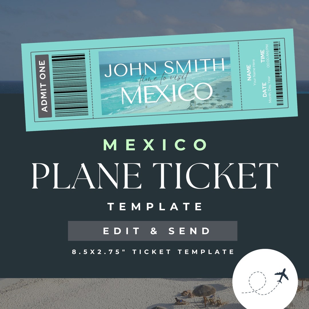 Printable Tickets Mexico, Boarding Pass, Gift Voucher, Birthday ...