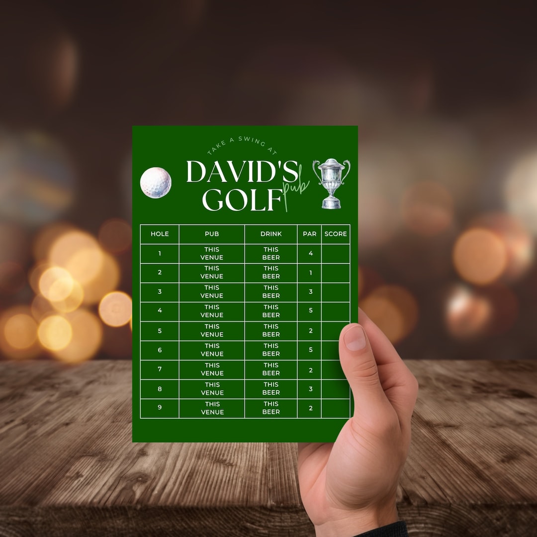 Pub Golf Party Favor, Pub Scorecard, Golf Theme Birthday, Mens Birthday ...