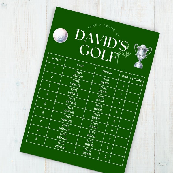 Pub Golf Scorecard Template - Etsy