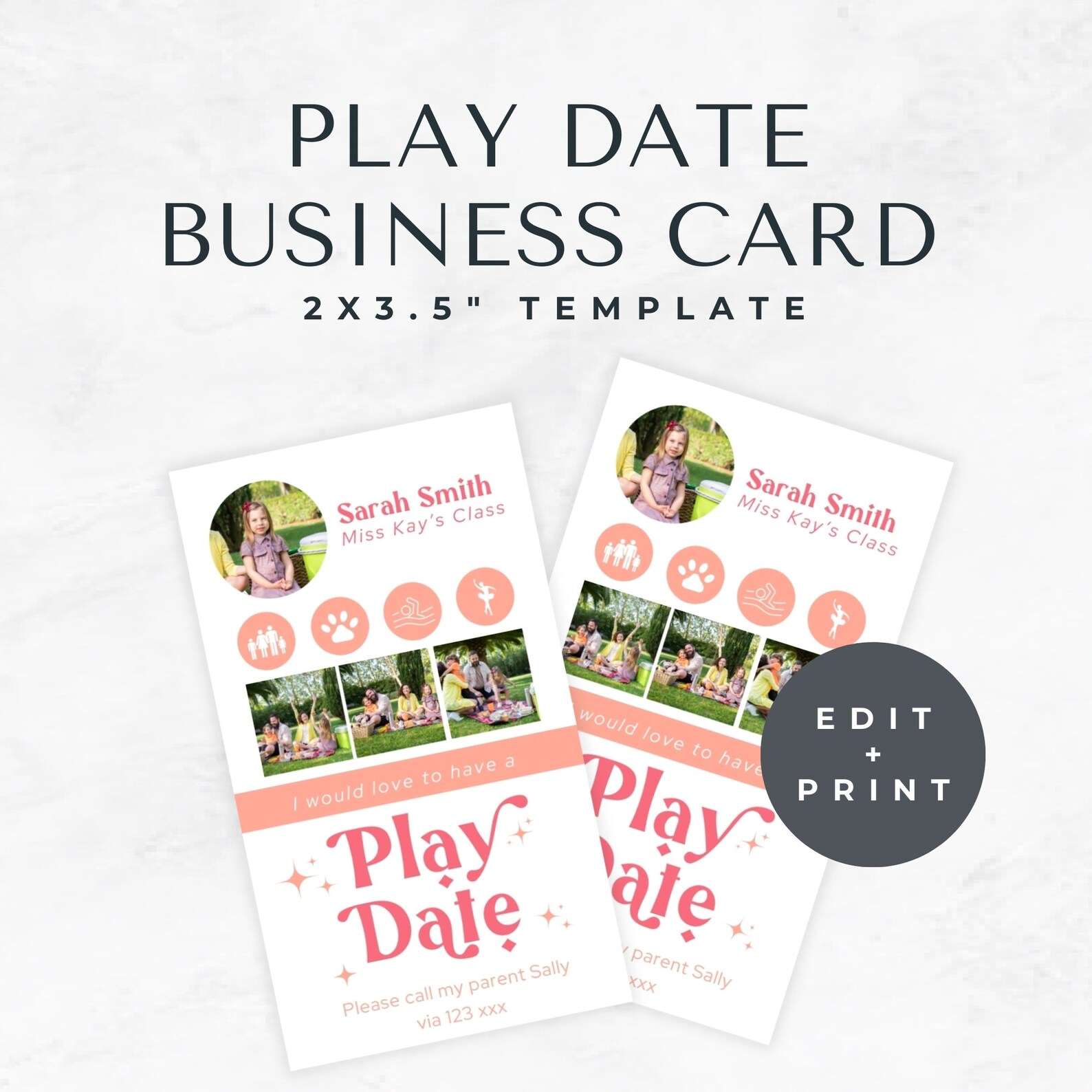 Play Date Invite Template, Cards Editable, Business, Keep in Touch ...