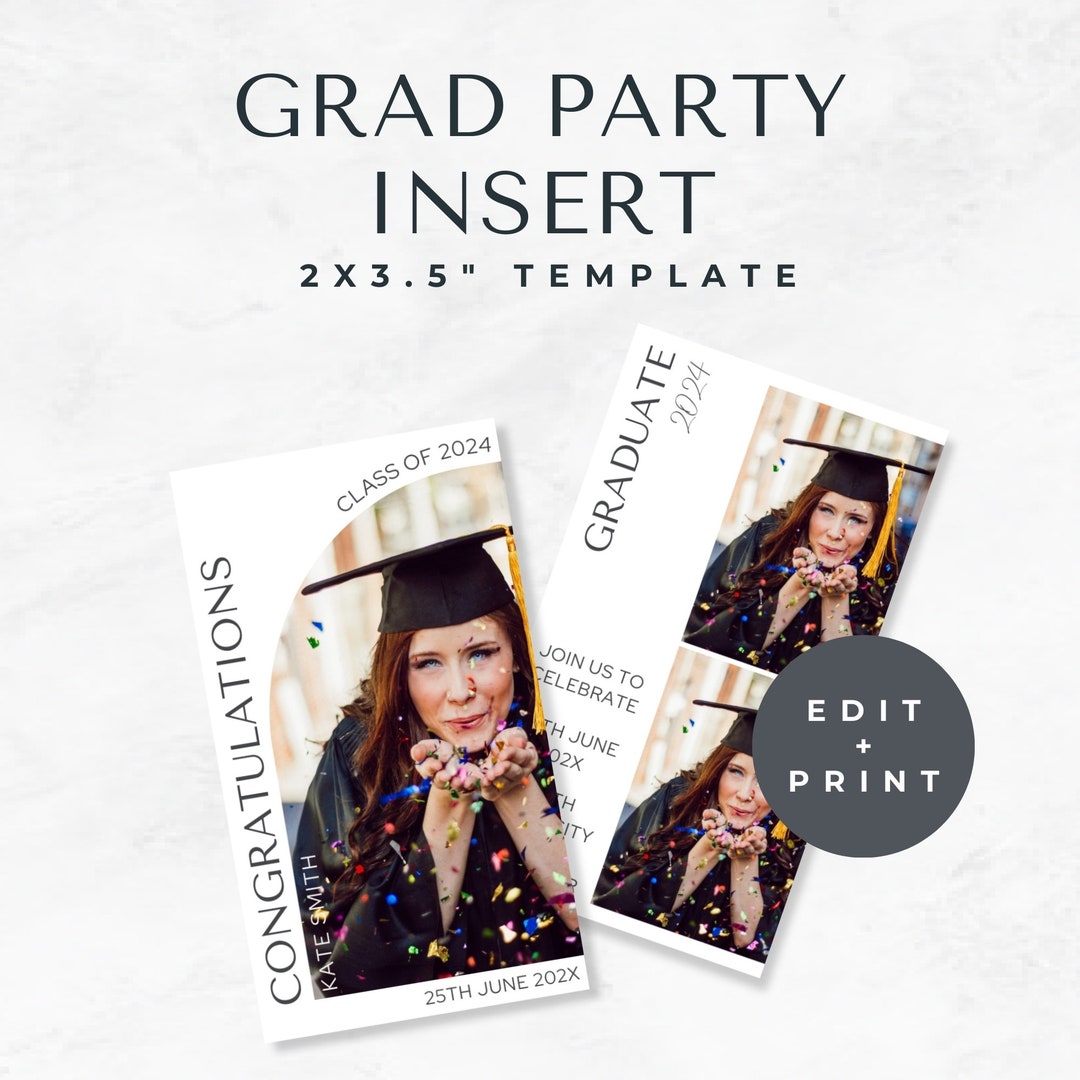 Grad Party Invite Insert, Graduation, Invitation, Personalized ...