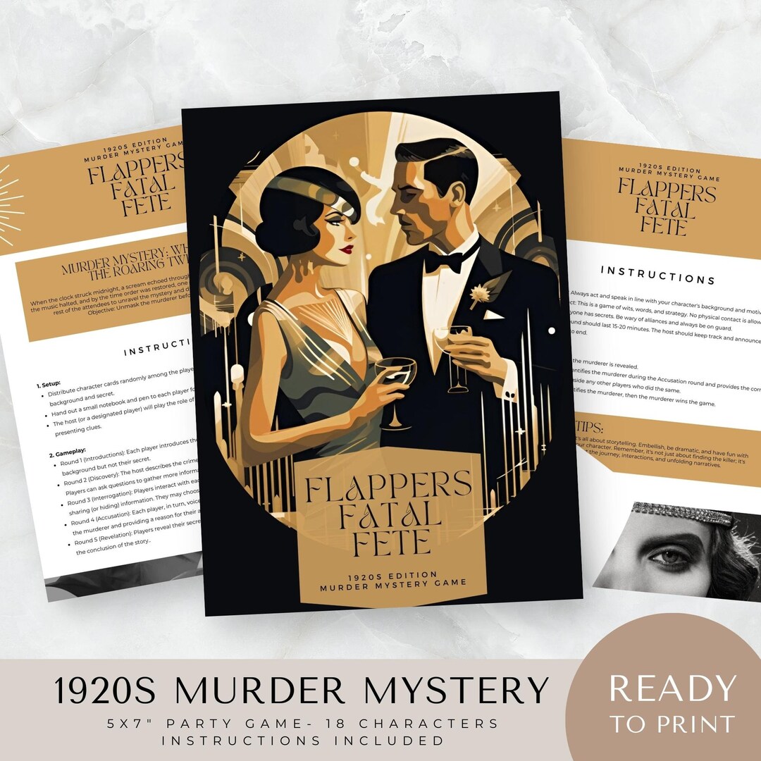 Printable Murder Mystery Game, 1920s Theme, Party, Role Play, Detective ...