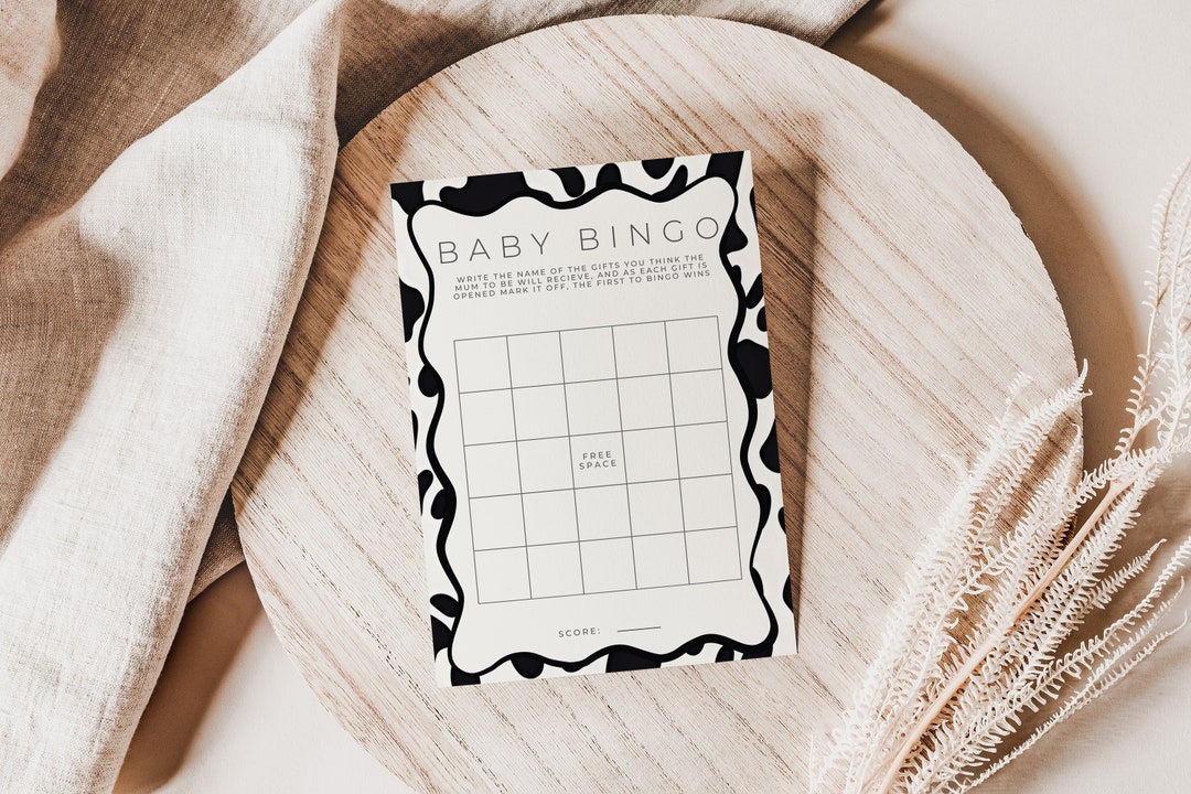 Cow Baby Shower Bingo, Holy Cow, Game, Modern Wave Frame, Activity ...