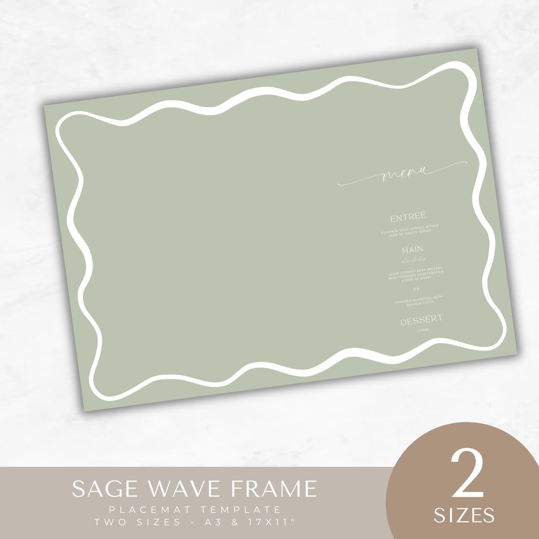 Paper Placemats Template, Wave, Wedding, Bridal, Birthday Party, Table ...