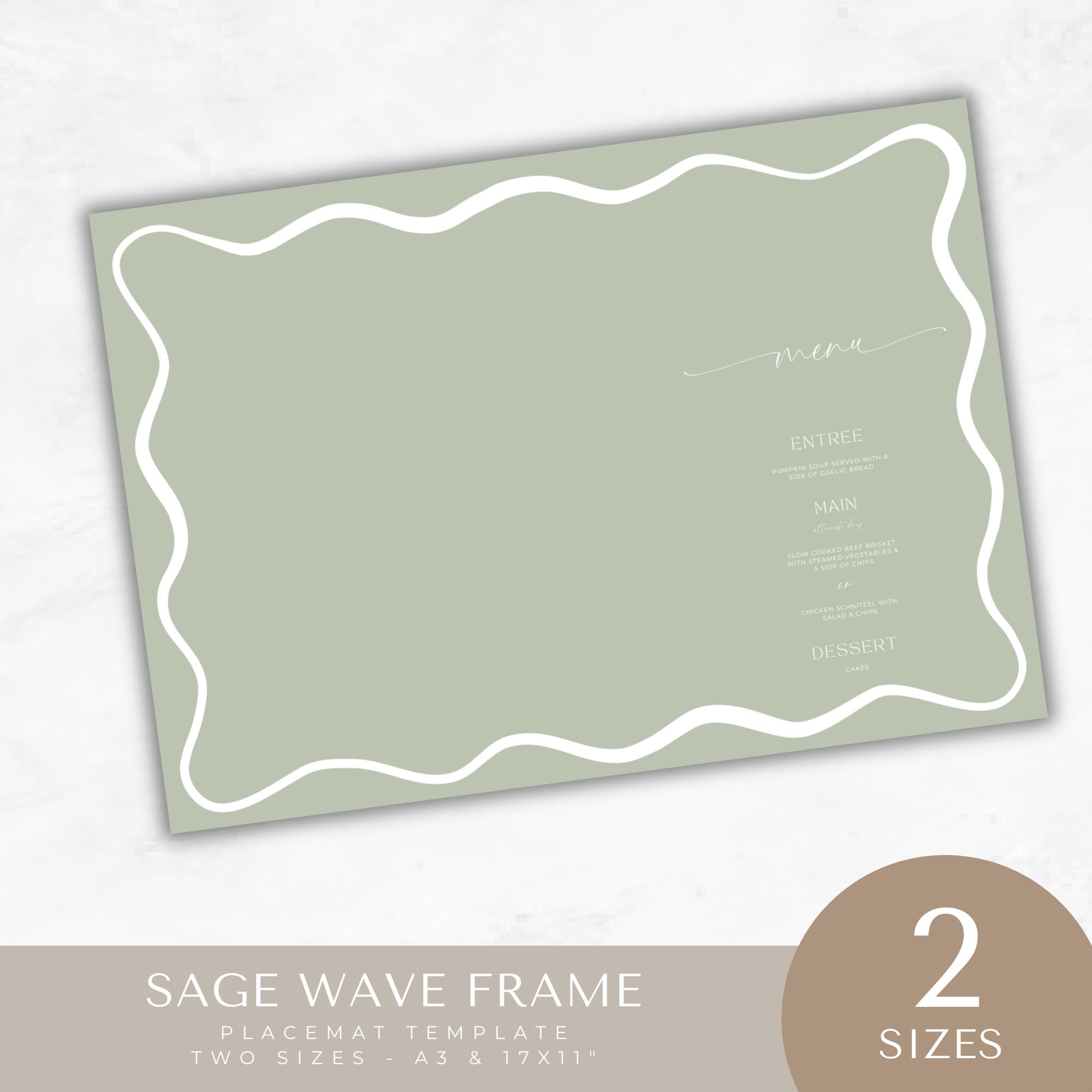 Paper Placemats Template, Wave, Wedding, Bridal, Birthday Party, Table ...